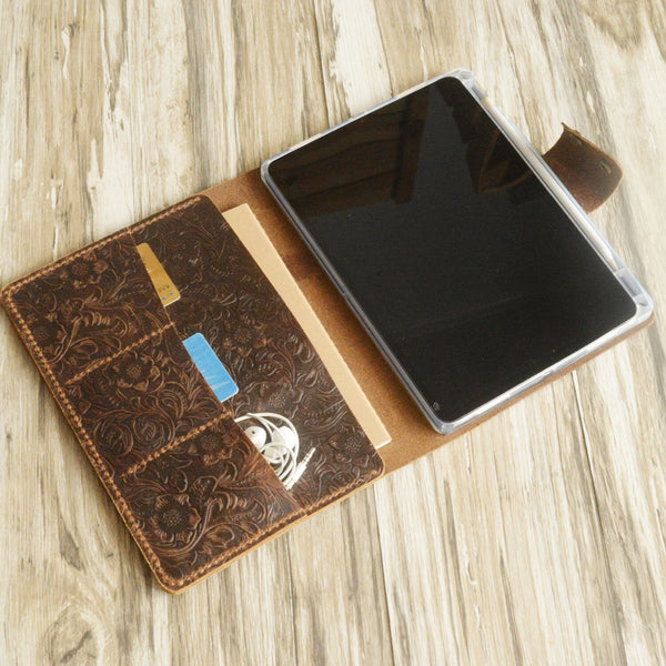 Handmade iPad Leather Portfolios With Apple Pencil Holder - Tooled Bro ...