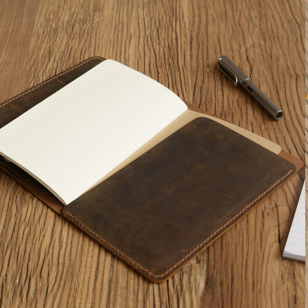 Personalized leather notebook journal refillable 5x8, legal pad cover ...